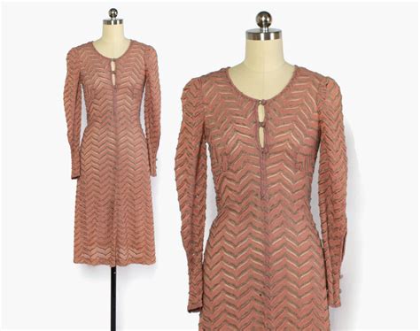 Vintage 70s Biba Dress 1970s Semi Sheer Mauve Pink Dress Lucky