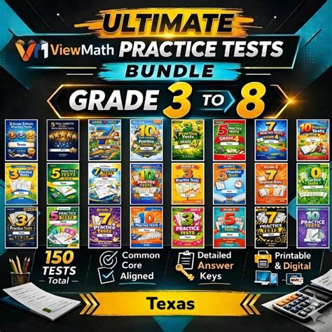 Texas Staar Grades 3 8 Math Practice Tests Bundle 150 Unique Full