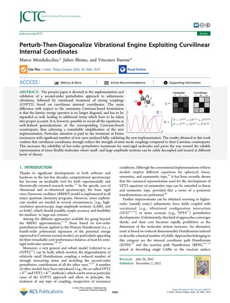 Pdf Perturb Then Diagonalize Vibrational Engine Exploiting