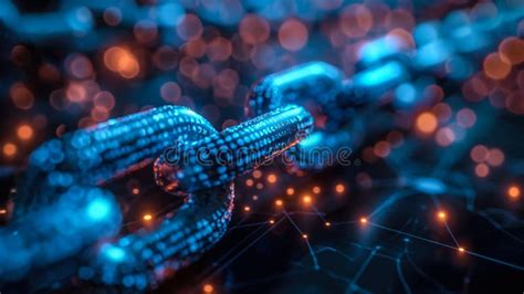 Illuminated Digital Blockchain Concept With Encrypted Chains In
