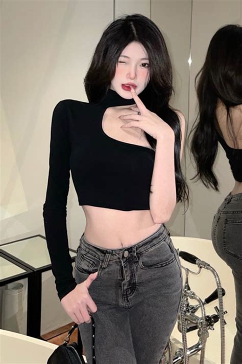 워니 섹시룩 파티룩 홀터 원숄더 슬림 크롭탑