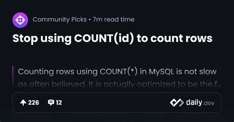 Stop Using Countid To Count Rows Rmysql