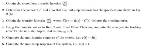 Solved 30 Points Consider The Closed Loop Control System