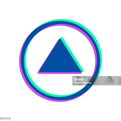 위로 버튼을 클릭합니다 흰색 배경에 두 가지 색상이 오버레이된 아이콘 3차원 형태에 대한 스톡 벡터 아트 및 기타 이미지 3차원 형태 가리키기 개념 Istock