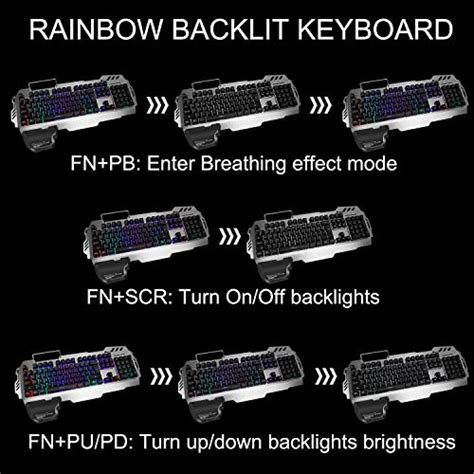 Fenifox Gaming Keyboard And Mouse Wired Backlit Rainbow Ergonomic
