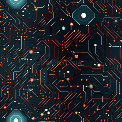 Seamless Pattern Of A Microchip Circuit With Digital Electronic Technologies For The Motherboard