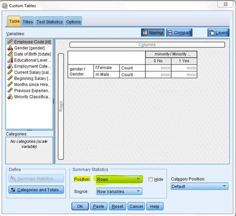 Spss How To Arrange Counts And Percentage In Horizontal Order Stack