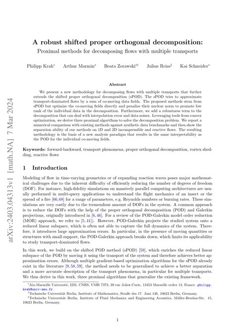 Pdf A Robust Shifted Proper Orthogonal Decomposition Proximal Methods For Decomposing Flows