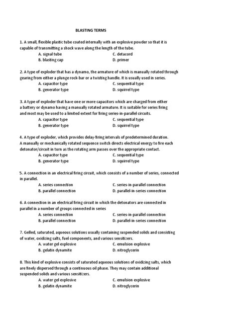 Blasting Terms 2 Pdf Explosion Chemistry