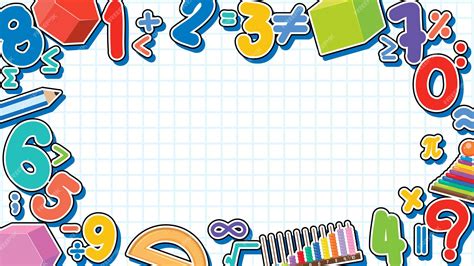 Premium Vector Math Border Notebook With Checkered Background And Math Objects