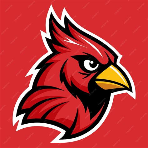 Premium Vector A Red Bird With A Yellow Beak Standing On A Solid Red