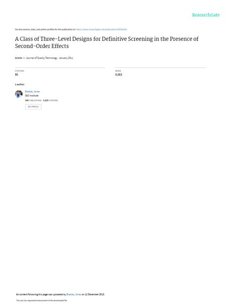 Definitive Screening Pdf Matrix Mathematics Applied Mathematics