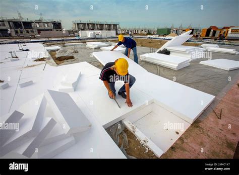 Netherlands Styrofoam An Isolation Material Is Placed On The Foundation Of Newly Built Housing