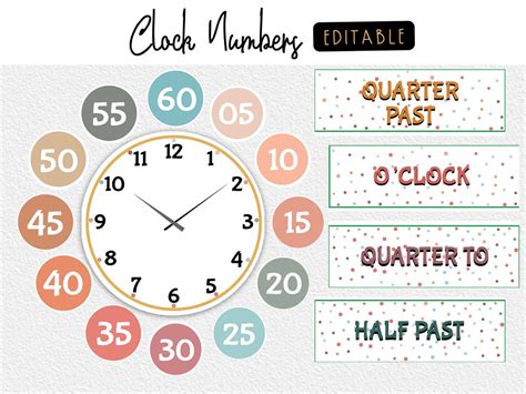 Classroom Clock Labels Clock Activity Rainbow Theme Telling Time School Printable Etsy