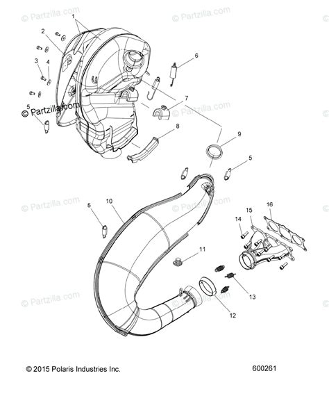 Polaris Snowmobile 2017 Oem Parts Diagram For Engine Exhaust All Options