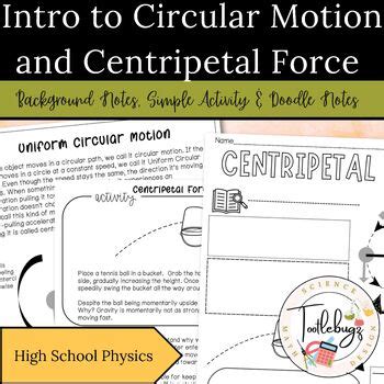 Circular Motion Centripetal Force Intro Simple Lab Doodle Notes