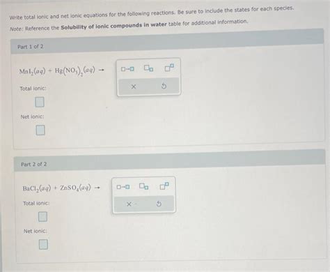 solved write total lonic and net ionic equations for the