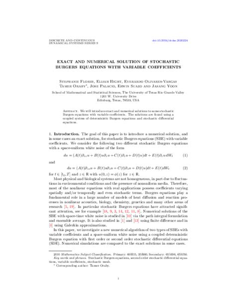 Pdf Solutions To Stochastic Burgers Equations