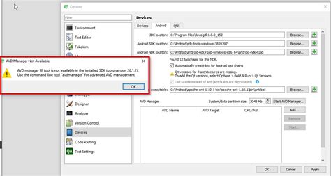 Android AVD Manager Cannot Create A Virtual Device In QT Creator