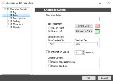 checkbox switch widget