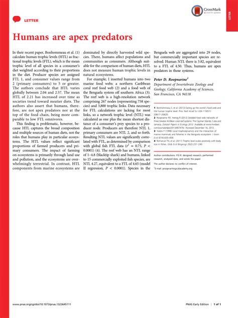 PDF Humans Are Apex Predators