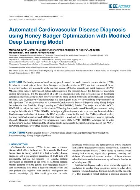 pdf automated cardiovascular disease diagnosis using honey badger
