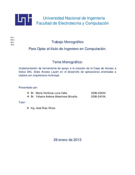 Pdf Implementación De Herramientas De Apoyo A La Creación De La Capa De Acceso A Datos Dal
