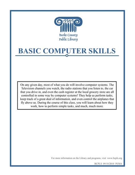 Beginning Computer Basics Exercise Pdf