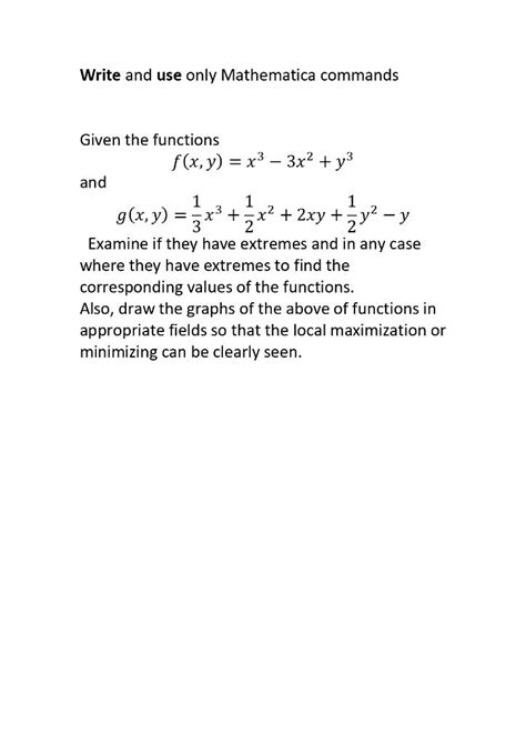 Write And Use Only Mathematica Commands Given The Chegg