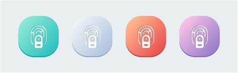 Fingerprint Solid Icon In Flat Design Style Biometric Signs Vector