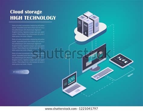 Cloud Hosting Network Isometric Concept Online Stock Vector Royalty