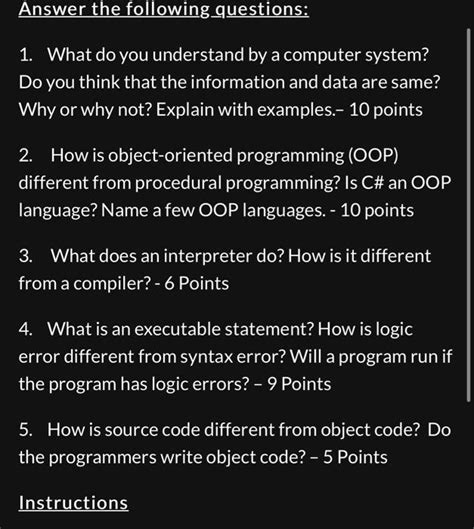 Solved Answer The Following Questions 1 What Do You
