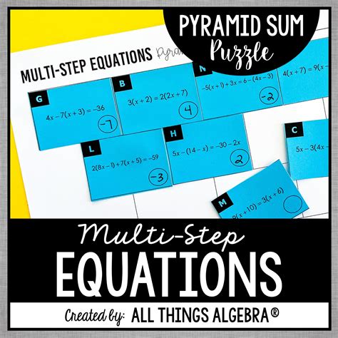 Multi Step Equations Pyramid Sum Puzzle All Things Algebra®