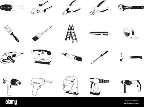 Collection Of Smooth Vector EPS Illustrations Of Various Tools Stock Vector Image Art Alamy