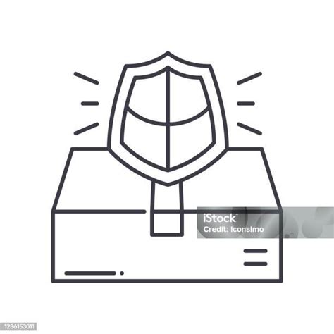 보호된 제품 아이콘 선형 격리 일러스트레이션 씬 라인 벡터 웹 디자인 사인 흰색 배경에 편집 가능한 스트로크가 있는 개요 개념 기호 개념에 대한 스톡 벡터 아트 및 기타