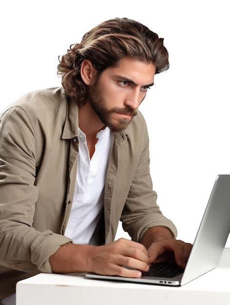 Premium Photo Focused Male Programmer Coding Ai Generated