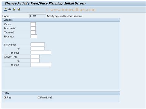 KP SAP Tcode Change Plan Data For Activity Types
