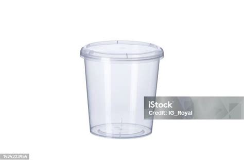 뚜껑이 달린 투명한 식품 등급 플라스틱 둥근 유리 흰색 배경에 플라스틱 용기 흰색에 격리 된 식품 플라스틱 상자 식품 또는 페인트 용 제품 포장 접착제 프라이머 0명에 대한