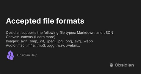 accepted file formats obsidian help