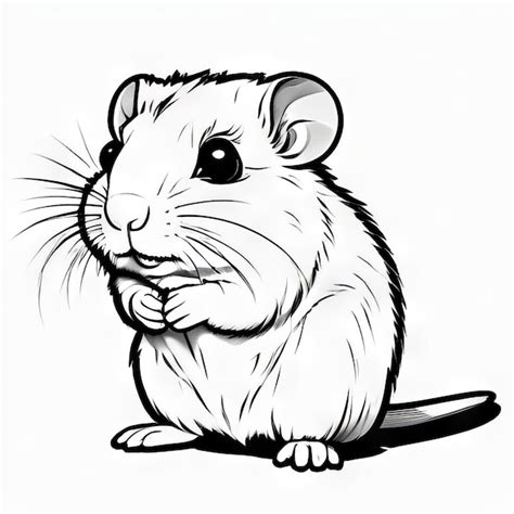 A Drawing Of A Rat With A Black Nose And A White Background Premium Ai Generated Image