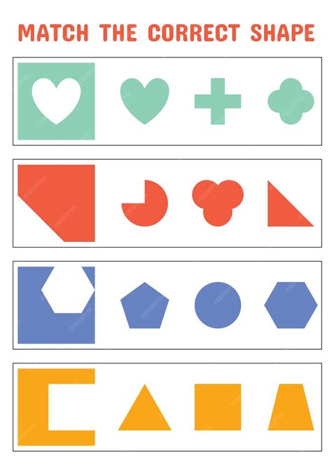 Premium Vector Match Shapes Worksheet Kindergarten
