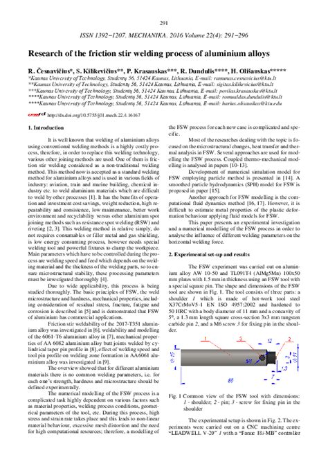 Pdf Research Of The Friction Stir Welding Process Of Aluminium Alloys