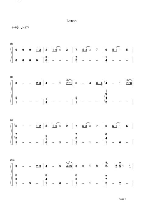 米津玄师《lemon》钢琴谱 数字简谱 打谱啦