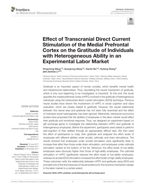 Pdf Effect Of Transcranial Direct Current Stimulation Of The Medial Prefrontal Cortex On The