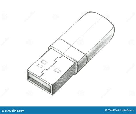 USB Flash Drive Drawing With A Slate Pencil Stock Illustration Illustration Of Flash