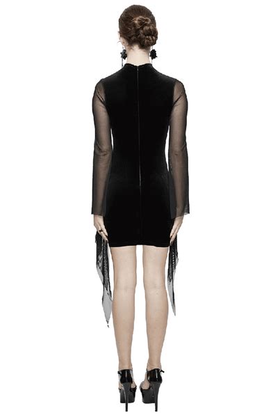 Gothic Black Tight Dress Sheer Mini Dresses
