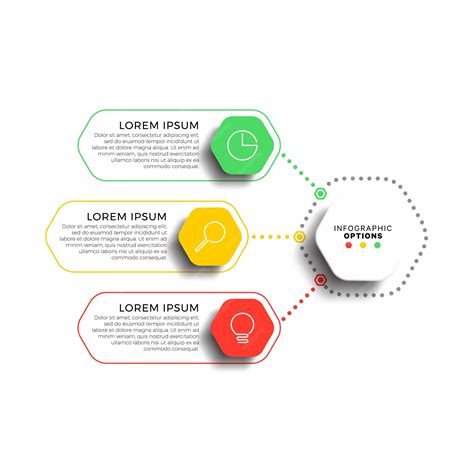 Premium Vector 3 Steps Infographic Template With Realistic Hexagonal Elements On White Background