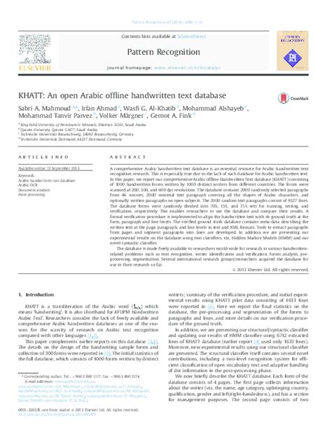 Pdf Khatt Arabic Offline Handwritten Text Database