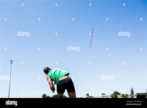 Athlete Throwing A Javelin Stock Photo Alamy