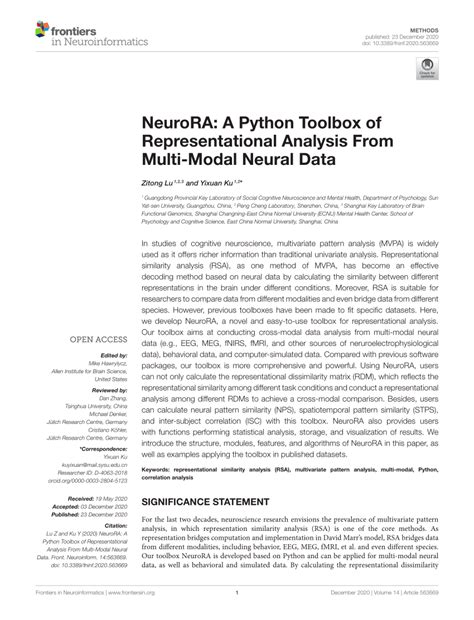 Pdf Neurora A Python Toolbox Of Representational Analysis From Multi